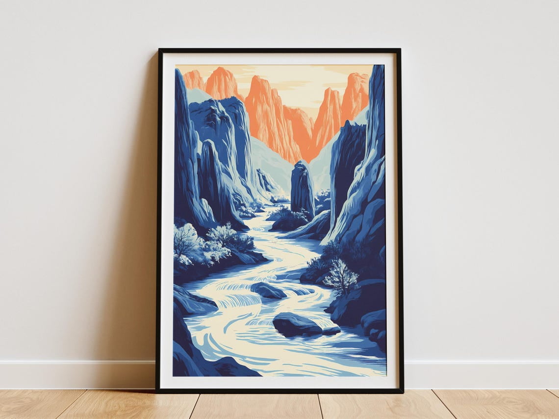 Modroom Canyon River Poster Blue River Landscape Poster Nature Poster ...