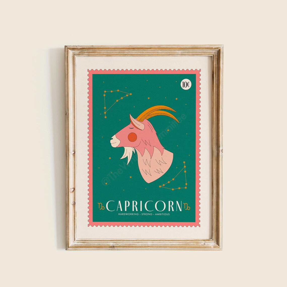 Modroom Capricorn Star Sign Art Poster, Capricorn Zodiac Poster ...