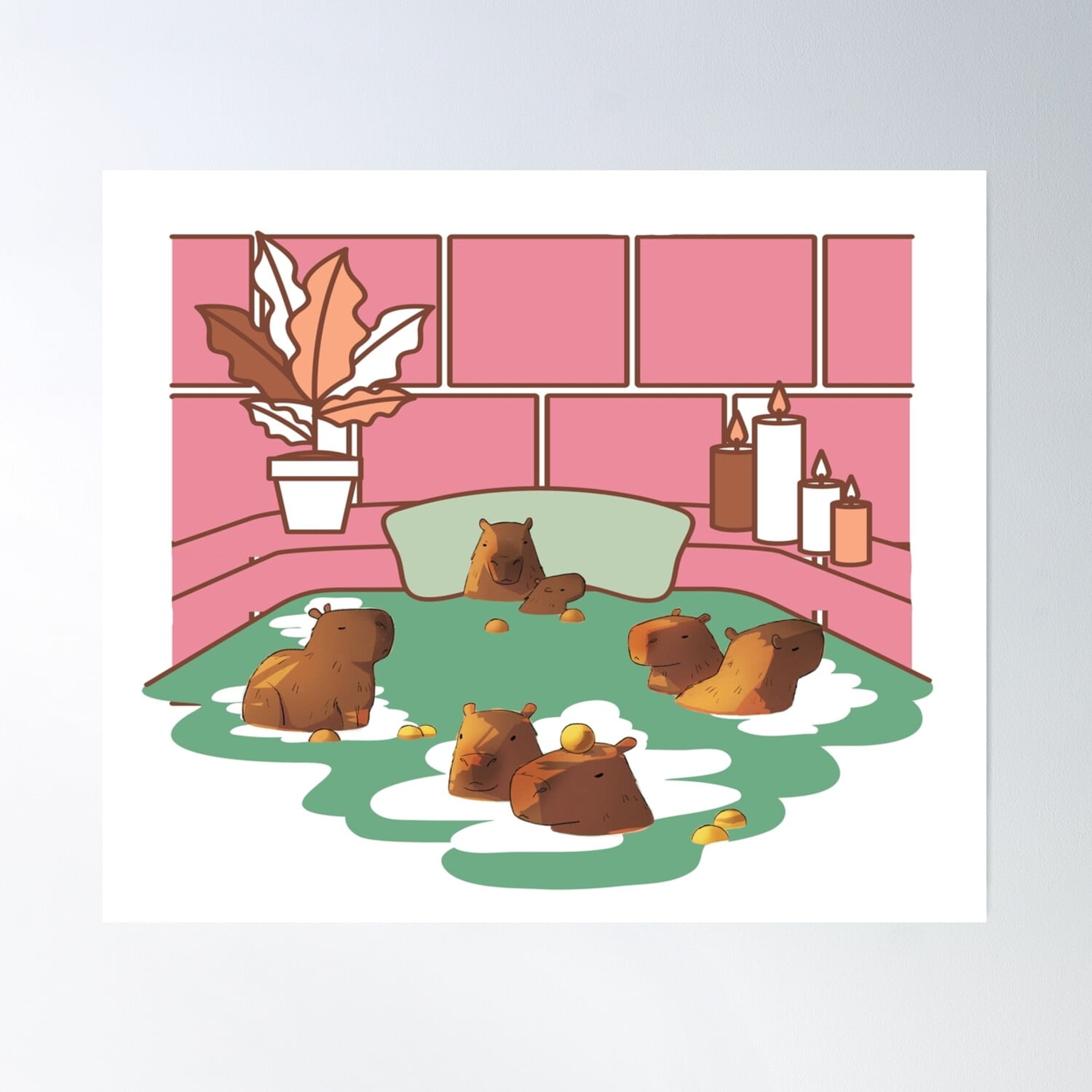 Modroom Capybara Bath Time Poster Wall Art, Modern Wall Decor, 12x18 UNFRAMED - Walmart.com