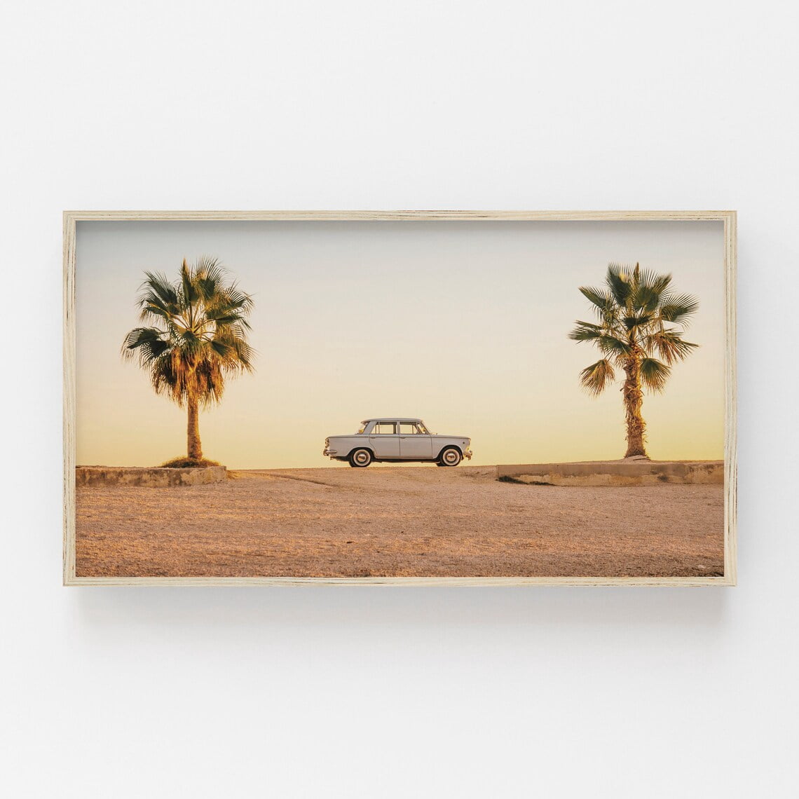 Modroom Car Between Palm Trees, Desert Road Trip Tv Art, Travel Art For ...