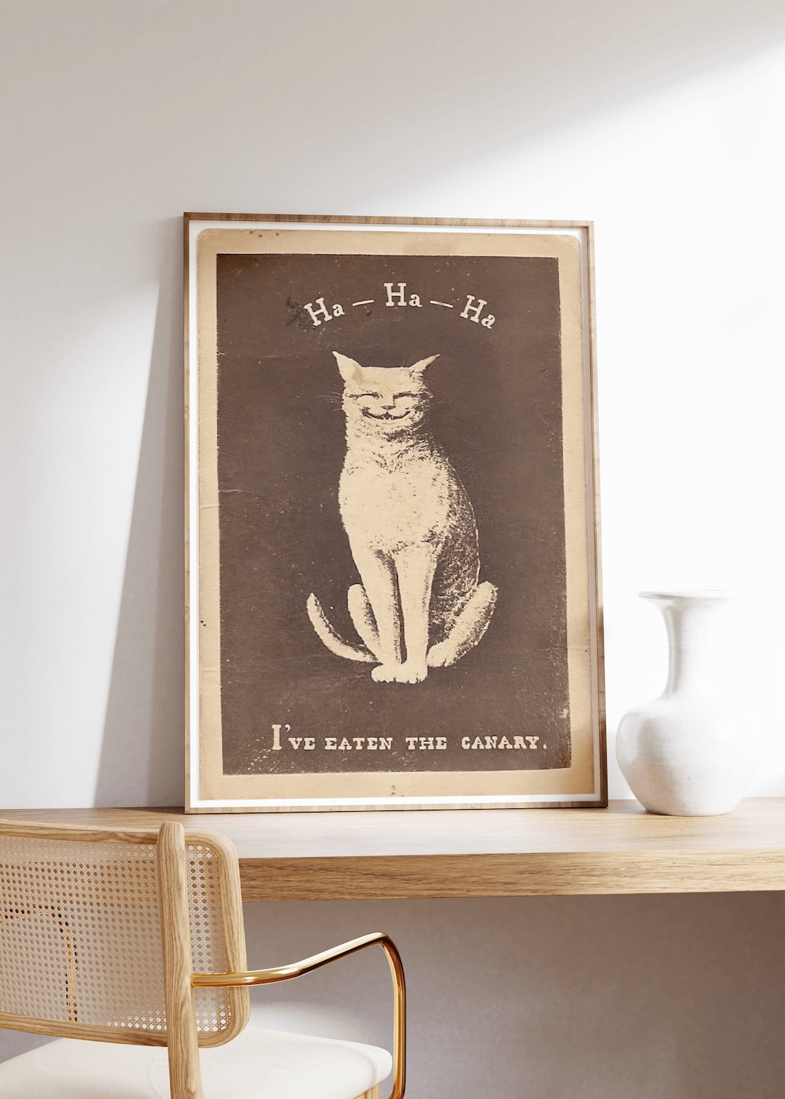 Modroom Cat Quote Poster, Vintage Animal Art Print, Retro Whimsical ...