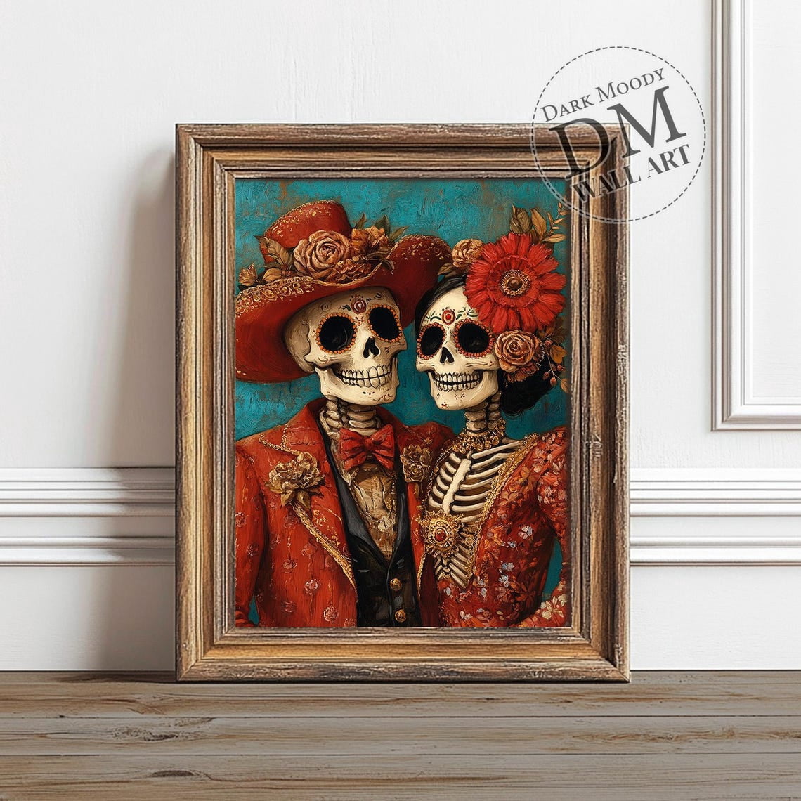 Modroom Catrina Calavera Couple Dia De Los Muertos Print, Mexican Folk ...