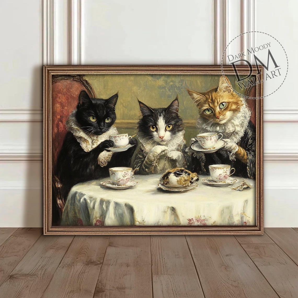 Modroom Cats Having Tea Party Dark Moody, Vintage Victorian Whimsical ...