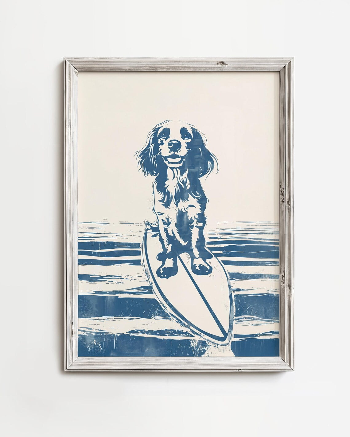 Modroom Cavalier King Charles Spaniel Surfing, Cute Water Dog Artwork ...