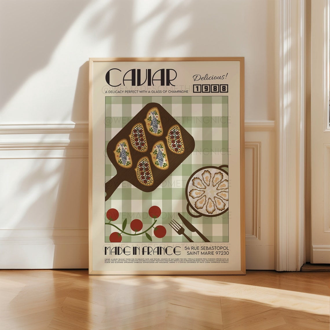 Modroom Caviar Poster, Food Print, Food Poster, Retro Poster, Pop Art ...