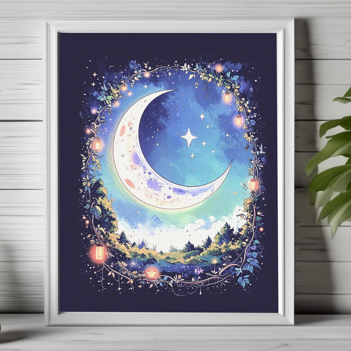 Modroom Celestial Wall Art, Moon And Stars Print, Fantasy Poster ...