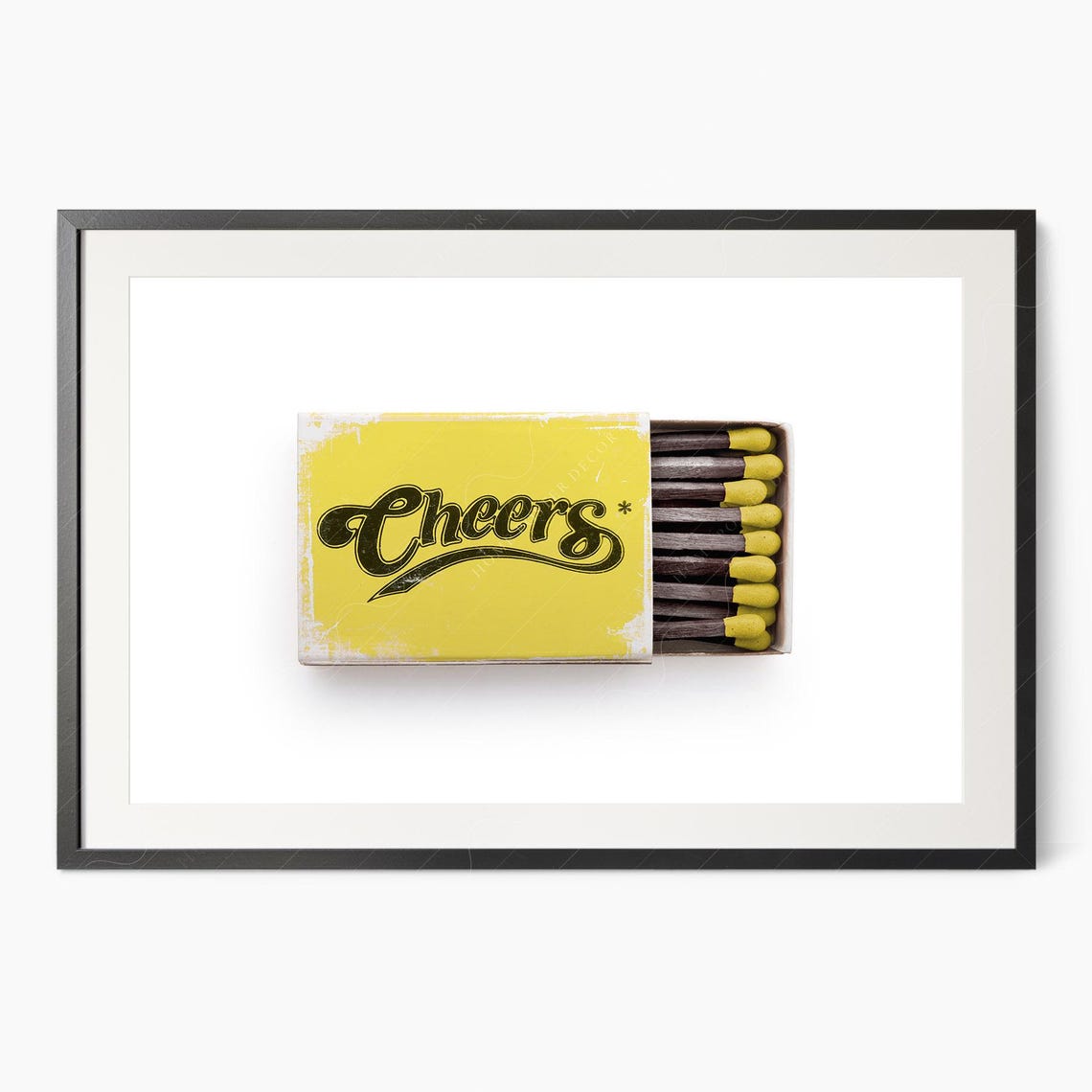 Modroom Cheers Matchbox Poster Retro Wall Art Black and Yellow Bar Cart ...