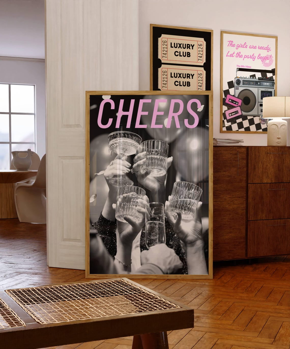 Modroom Cheers Print Pink Cart Print Cheers Poster Trendy Wall Art ...
