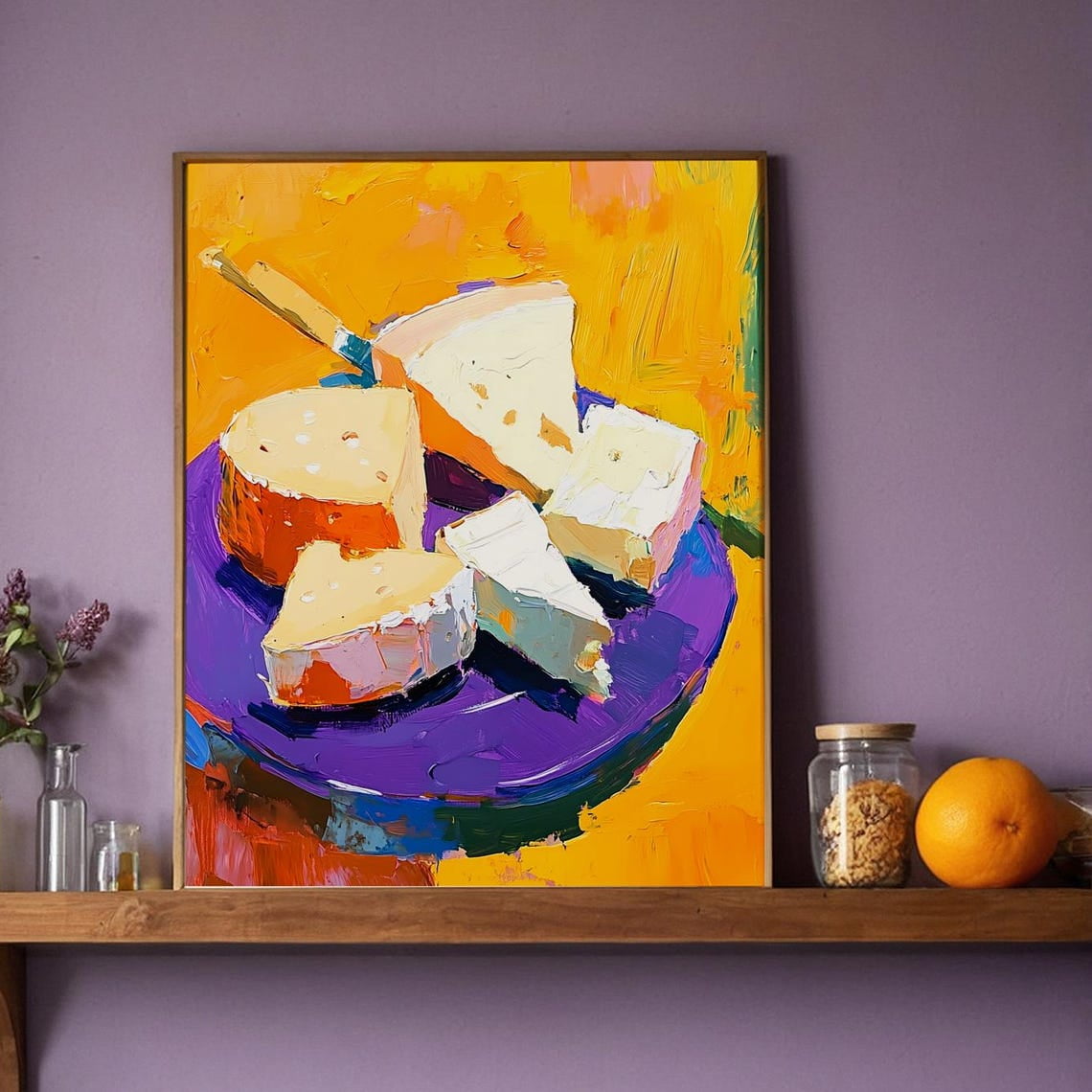 Modroom Cheese Plate Art Poster, Colorful Cheese Print, Dopamine ...