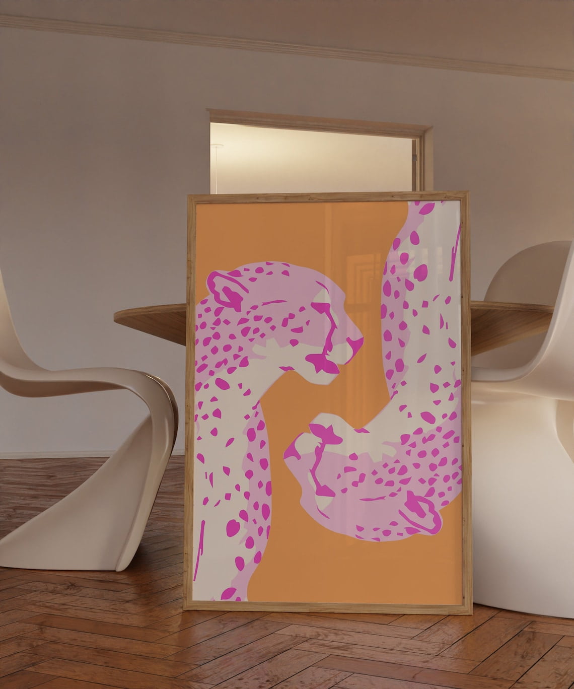 Modroom Cheetah Wall Art Pink Orange Poster Preppy Wall Art Dopamine ...