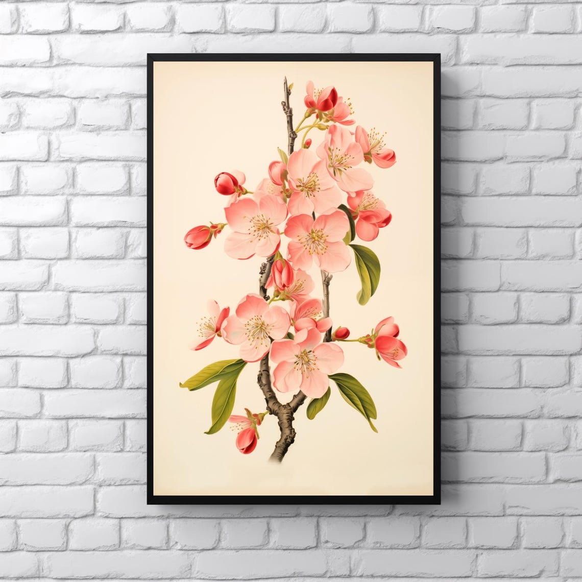 Modroom Cherry Blossom Art Print, Vintage Japanese Style Wall Art, Boho ...