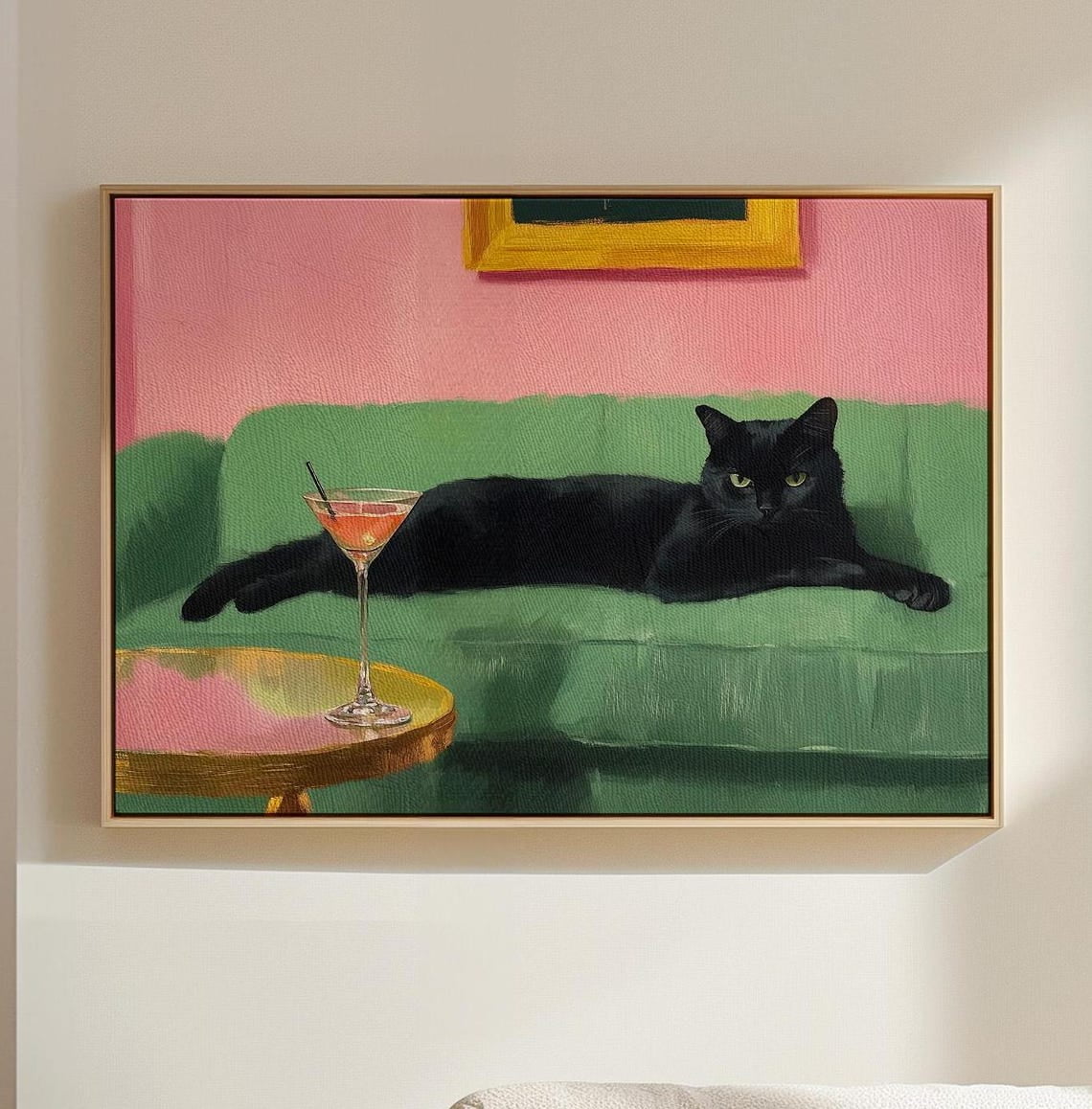Modroom Chic Cat Martini Poster, Cocktail Inspired Wall Art, Playful ...