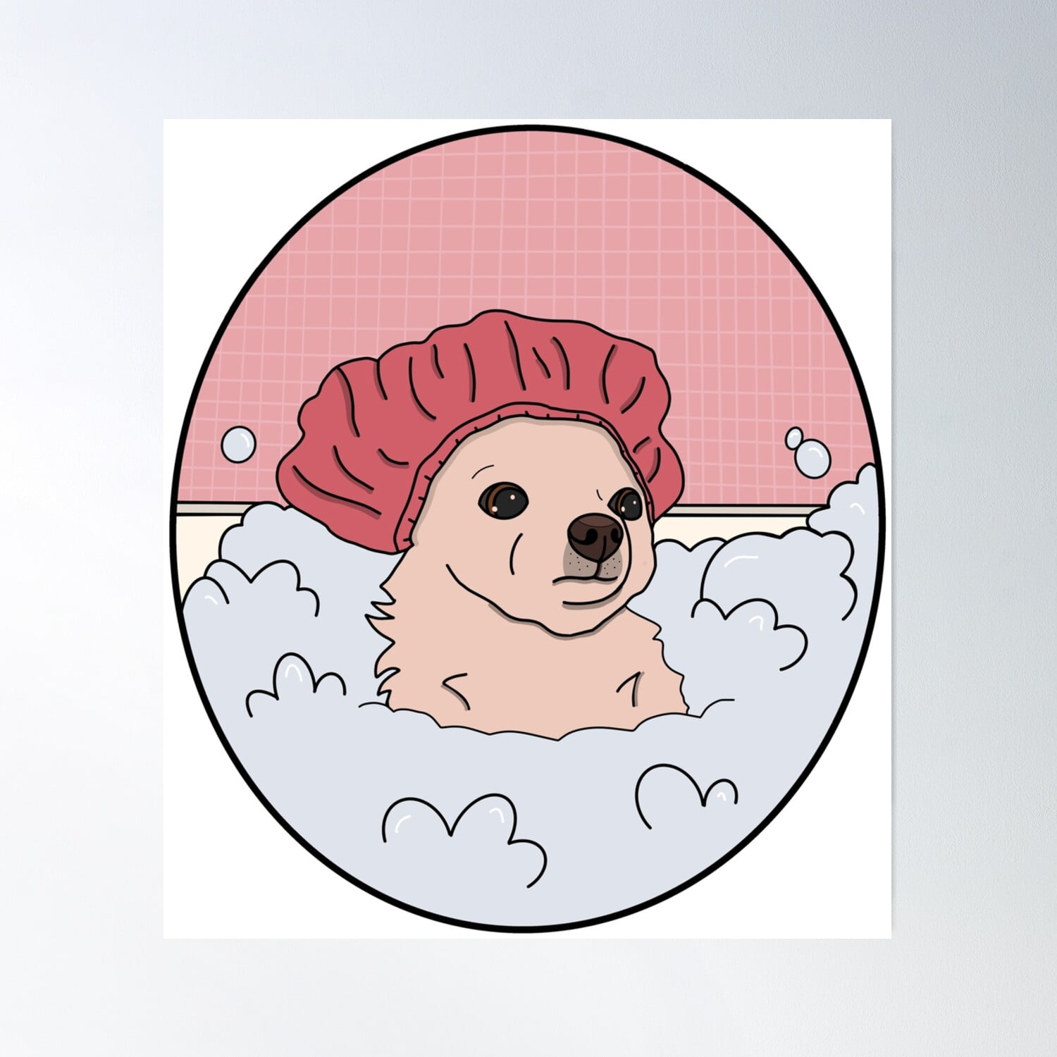 Modroom Chihuaha Spa Shower Cap Meme Cartoon Poster Wall Art, Modern ...