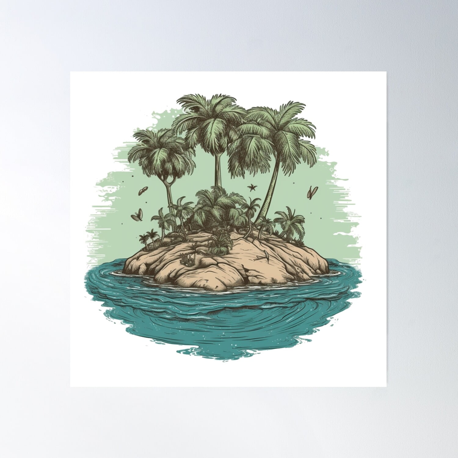 Modroom Chill Island Paradise Poster Wall Art, Modern Wall Decor, 16x16 ...