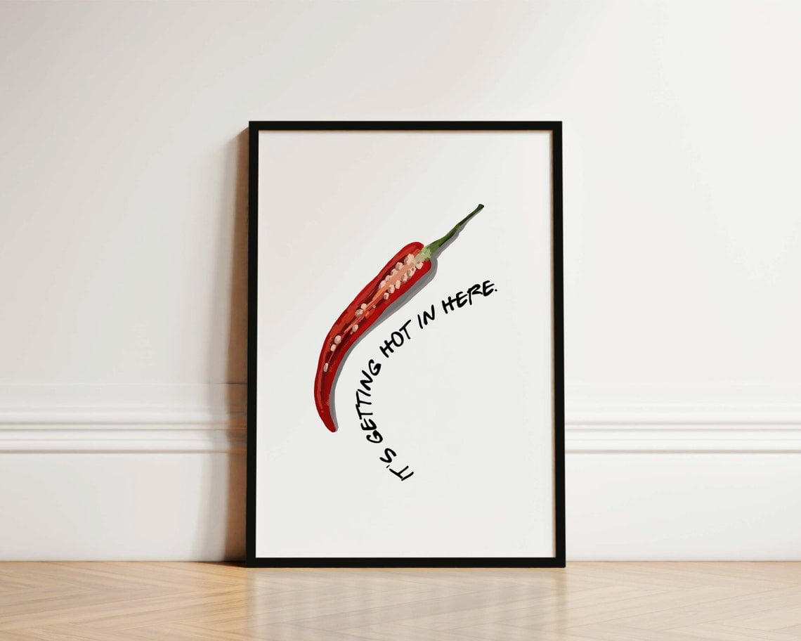 Modroom Chilli Print, Its Getting Hot In Here, Chilli Poster, Kitchen ...