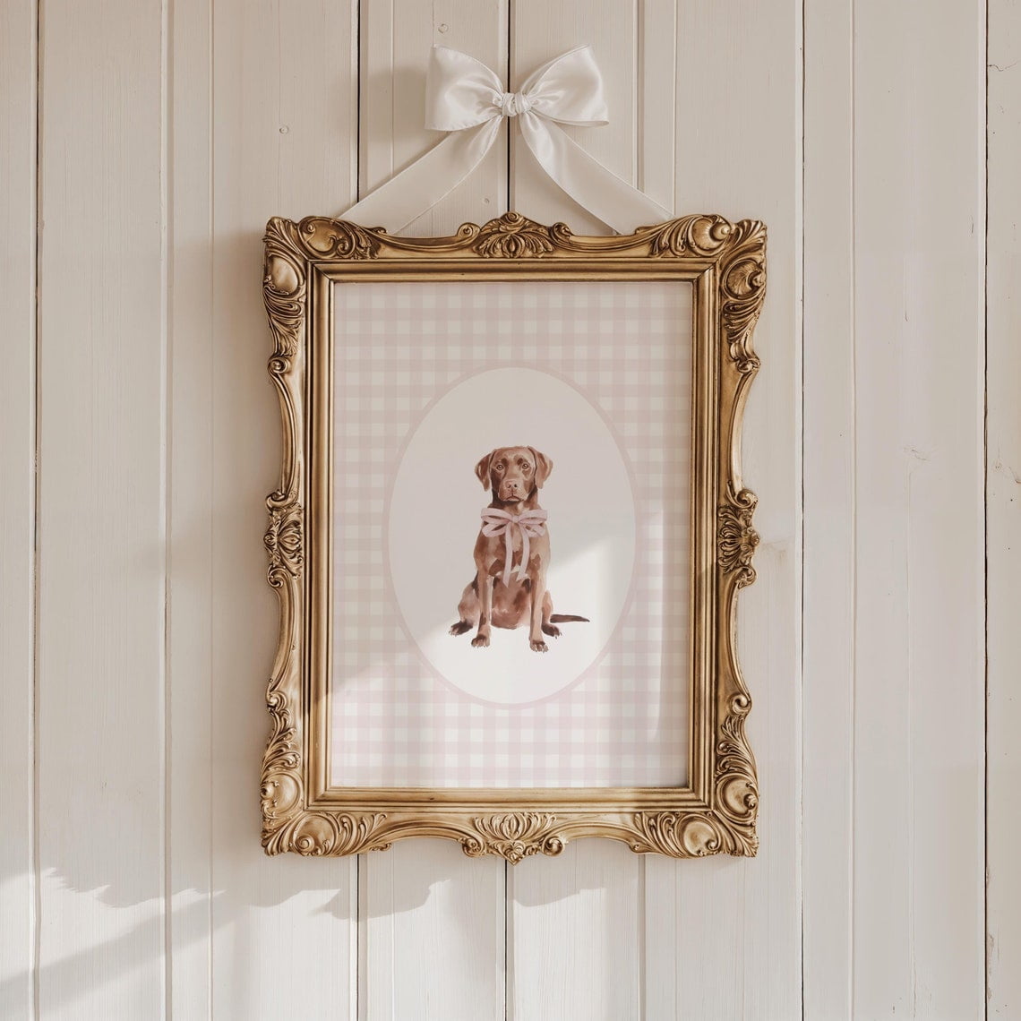 Modroom Chocolate Labrador Retriever Nursery Poster Pink Gingham Wall ...