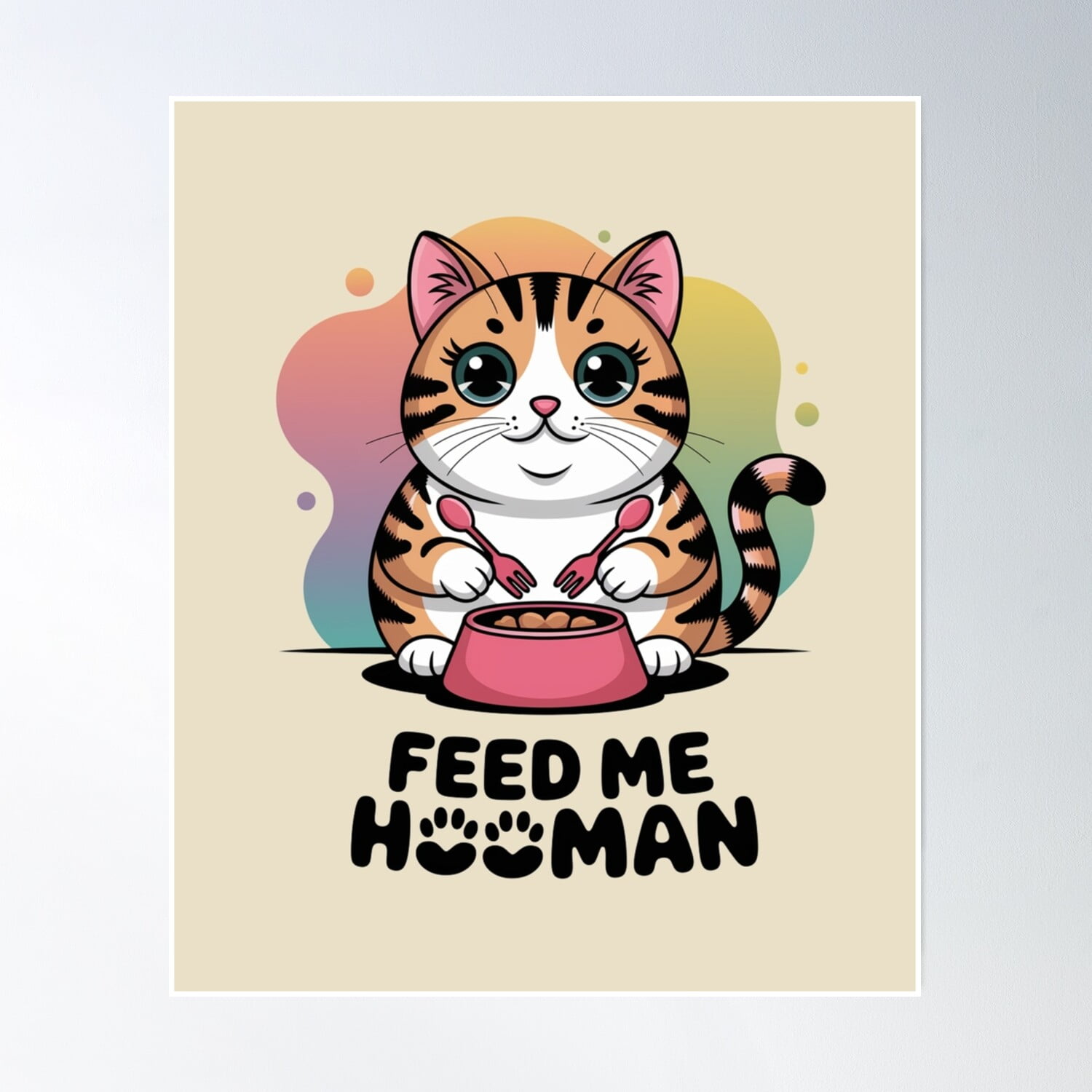 Modroom Chubby Cat Feed Me, Hooman Poster Wall Art, Modern Wall Decor ...