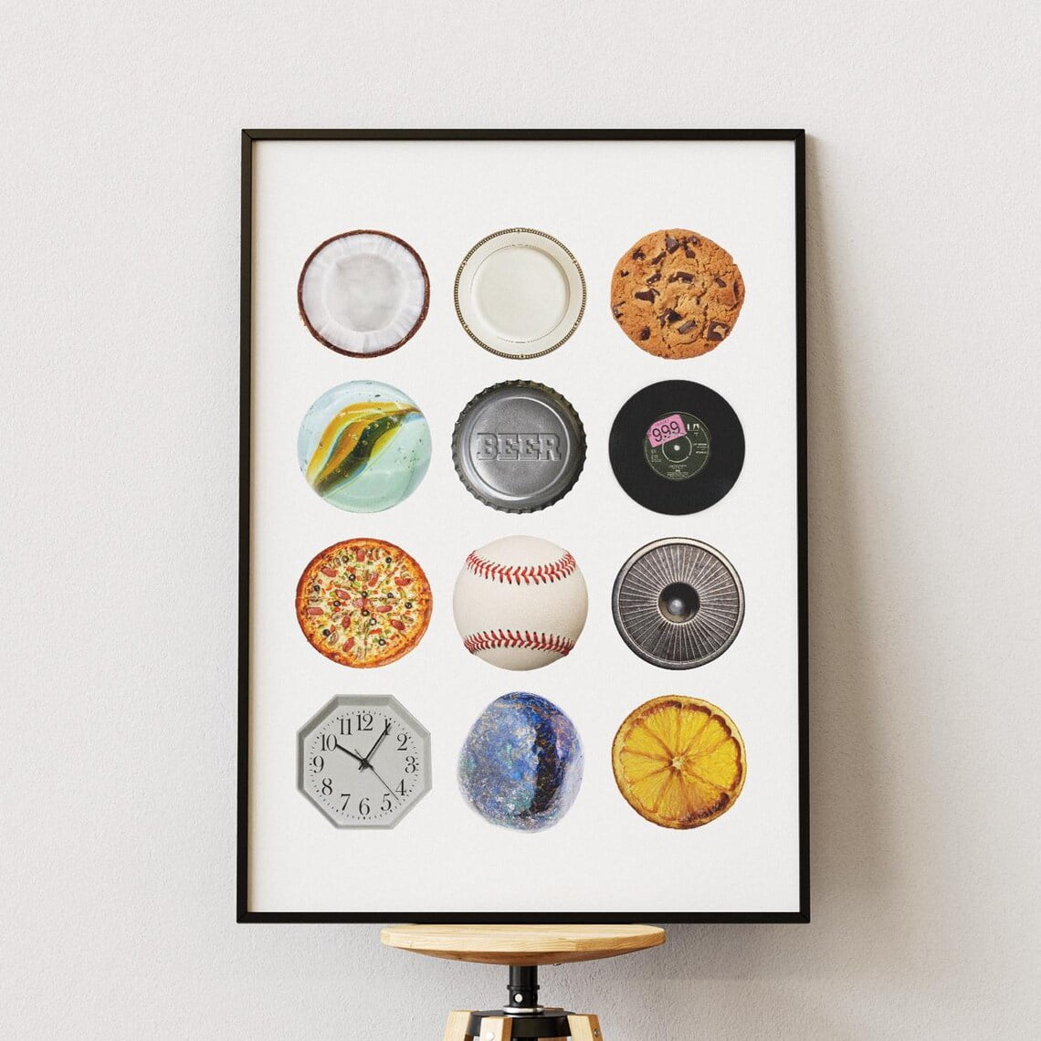 Modroom Circle Objects Wall Art, Quirky Round Things Print, Fun Kitchen ...