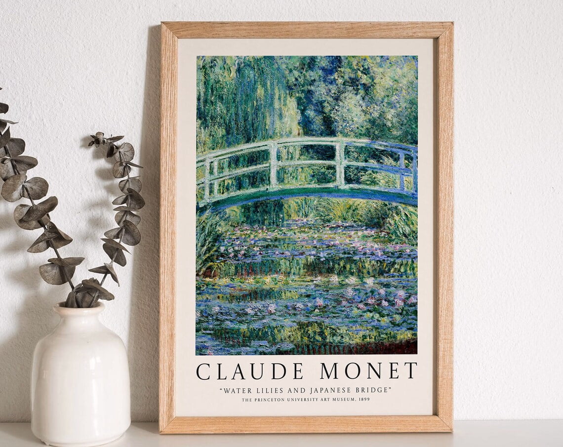 Modroom Claude Monet Wall Art Print, Water Lilies And Japanese Bridge ...