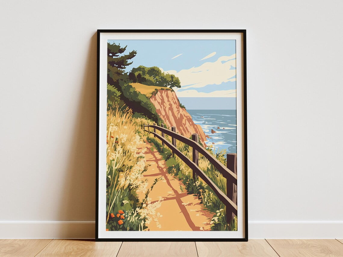 Modroom Coastal Cliffside Path Ocean View Poster Print Beach Walk ...