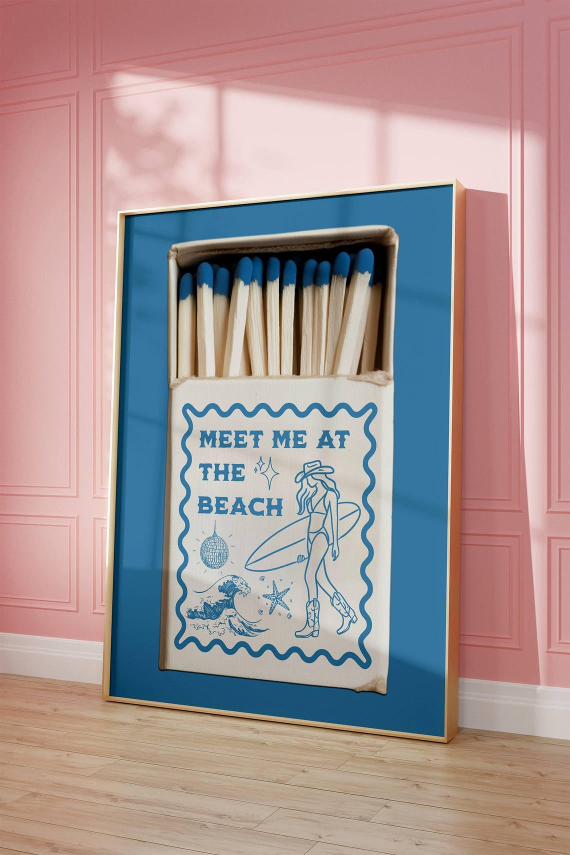 Modroom Coastal Cowgirl Blue Matchbox Poster Disco Ball Print Millennial Granddaughter Western ...