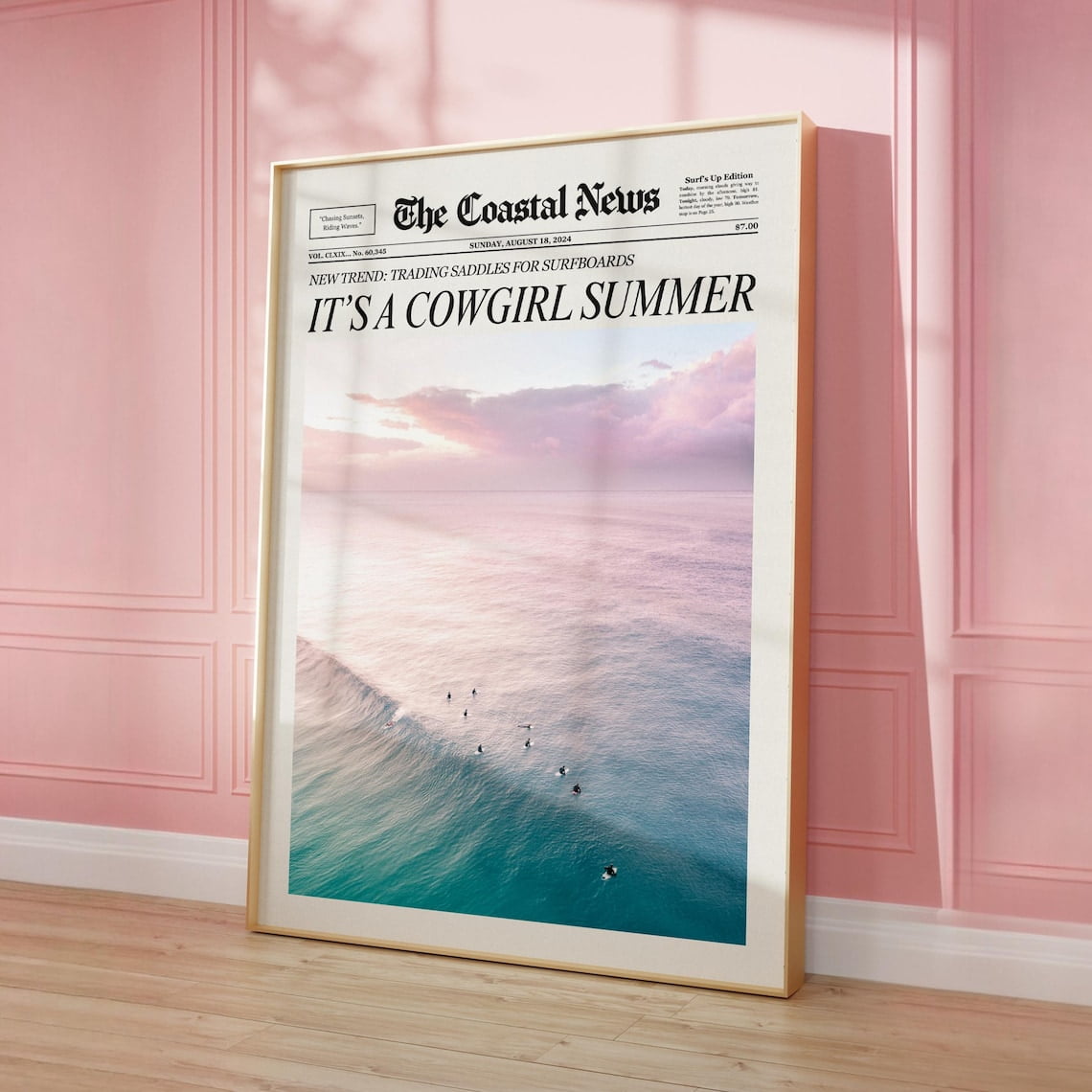 Modroom Coastal Cowgirl Wall Art Preppy Magazine Cover Girly Surf Print ...