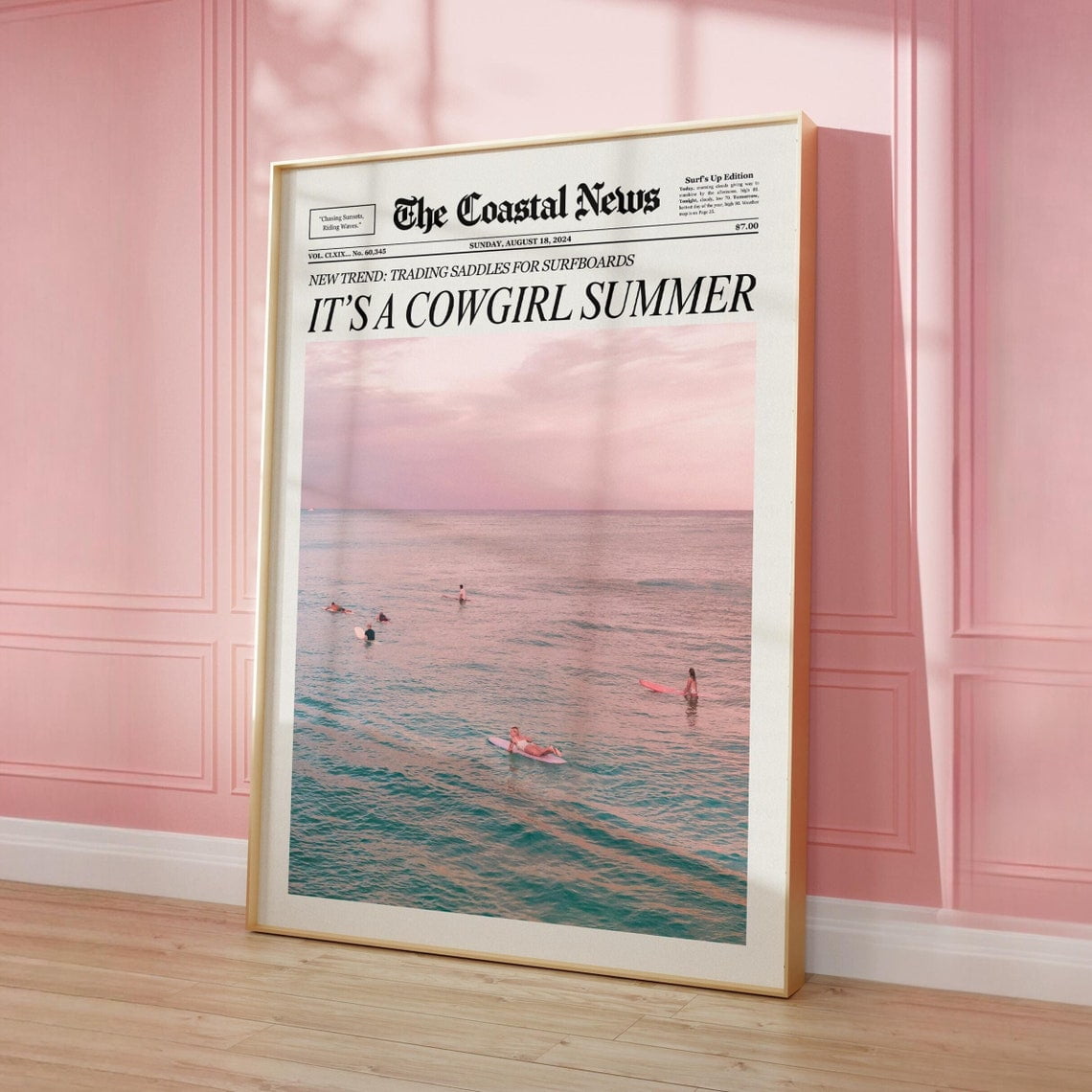 Modroom Coastal Cowgirl Wall Art Preppy Magazine Cover Trendy Surf ...