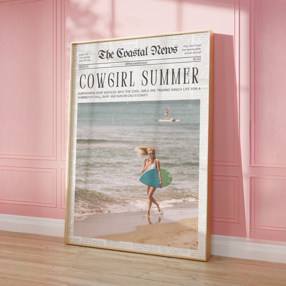 Modroom Coastal Cowgirl Wall Art Trendy Newspaper Print Preppy Coastal ...