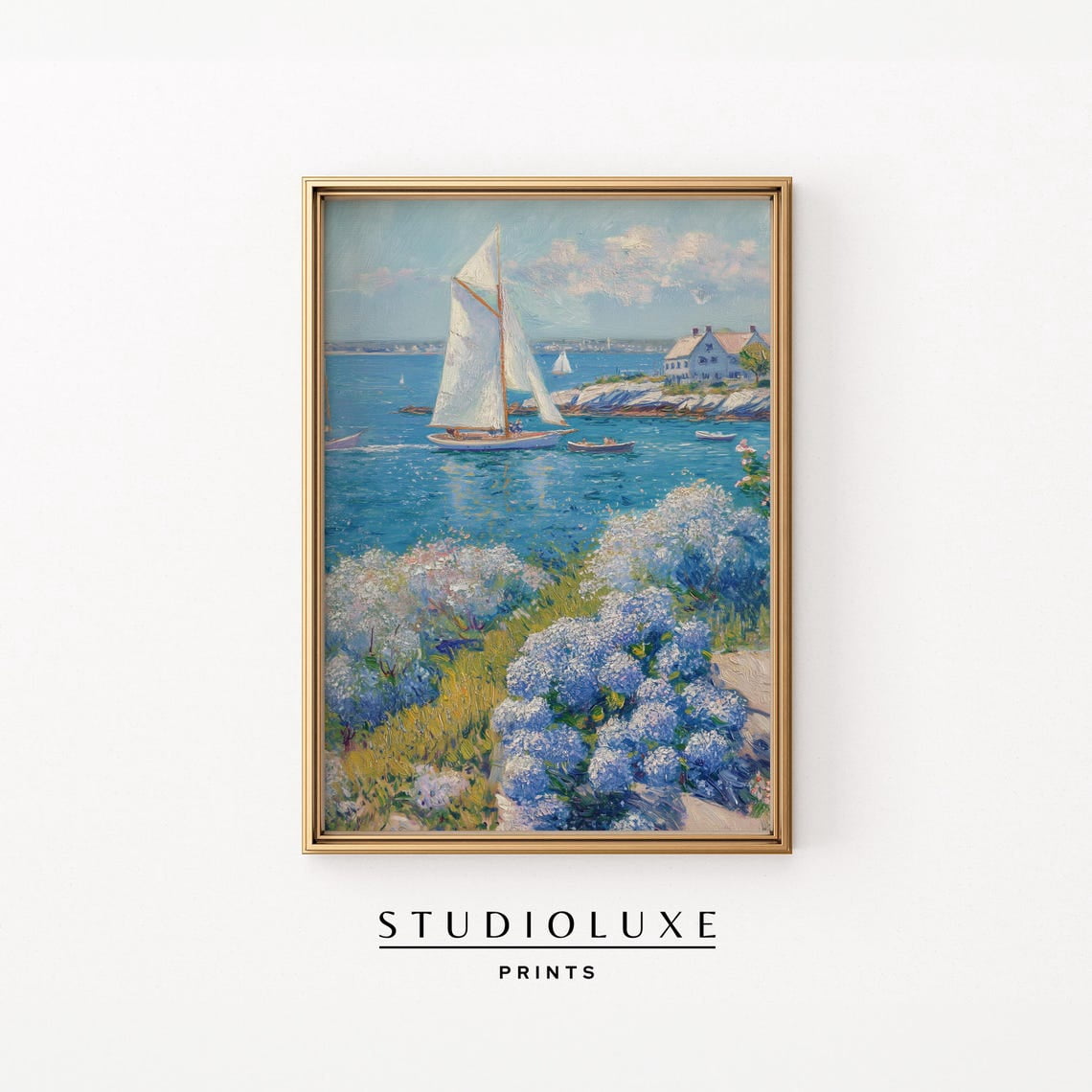 Modroom Coastal Hydrangea & Sailboat Wall Art | Beach House | Nautical ...