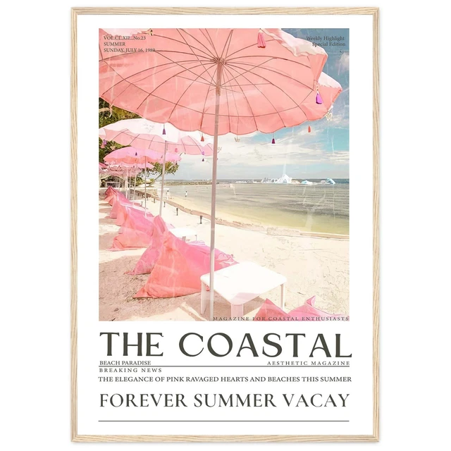Modroom Coastal Life Newspaper Print Pinkcoastal Beach Poster Vintage ...