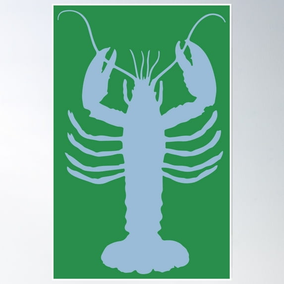 Modroom Coastal Pop Lobster In Light Blue And Bold Green Poster Wall ...