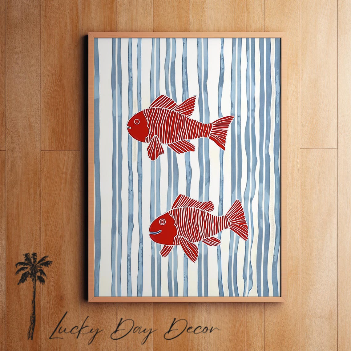 Modroom Coastal Red Clown Fish Sea Blue, Simple Sea Life Art, Fun Ocean ...