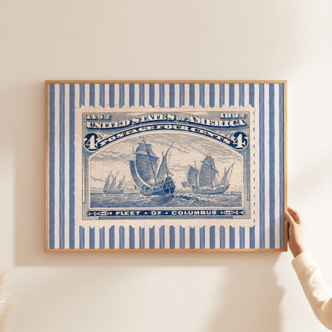 Modroom Coastal Stamp Wall Art Print, Nautical Vintage Stamp Poster ...