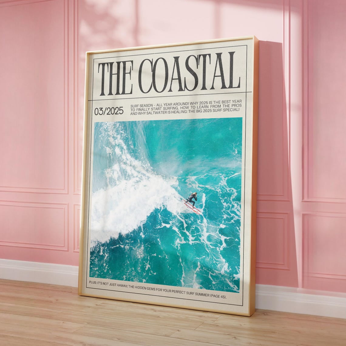 Modroom Coastal Wall Art Trendy Surfer Magazine Cover Beachy Newspaper ...
