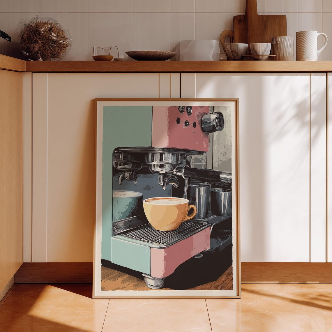 Modroom Coffee Machine Poster Cafe Print, Retro Coffee Art Espresso ...
