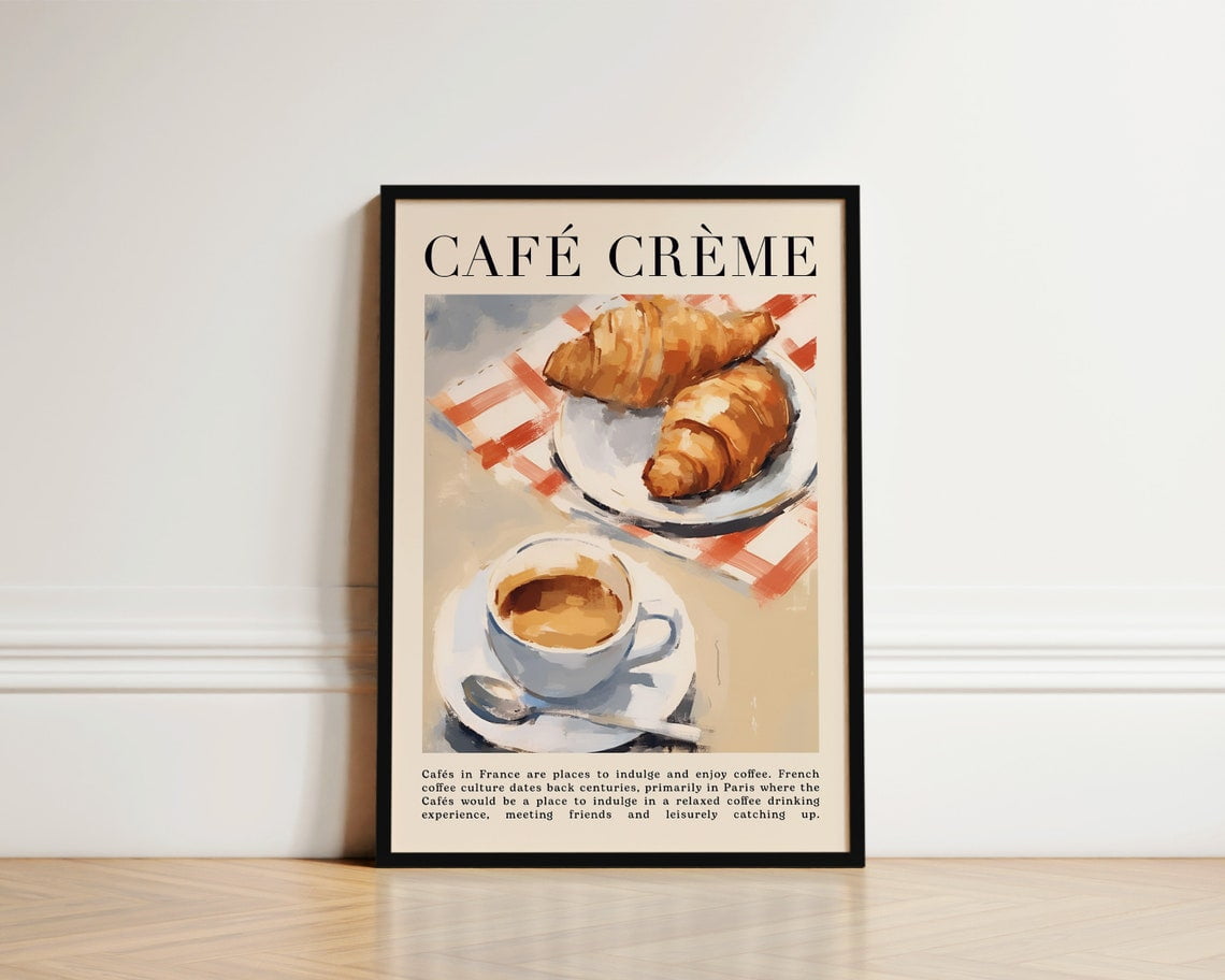 Modroom Coffee Print, French Kitchen Print, Coffee Poster, Hand Drawn ...