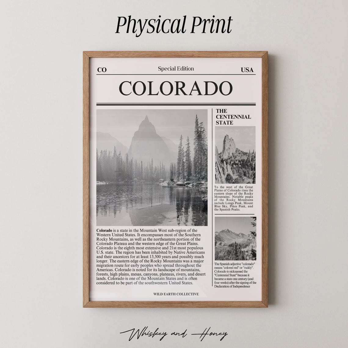 Modroom Colorado State Art Poster | Newspaper Art | Black And White Art ...
