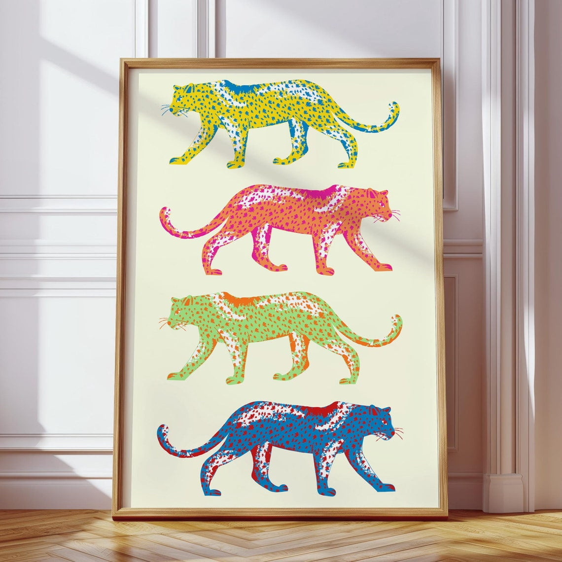 Modroom Colorful Cheetah Print, Dopamine Decor, Funky Wall Art ...