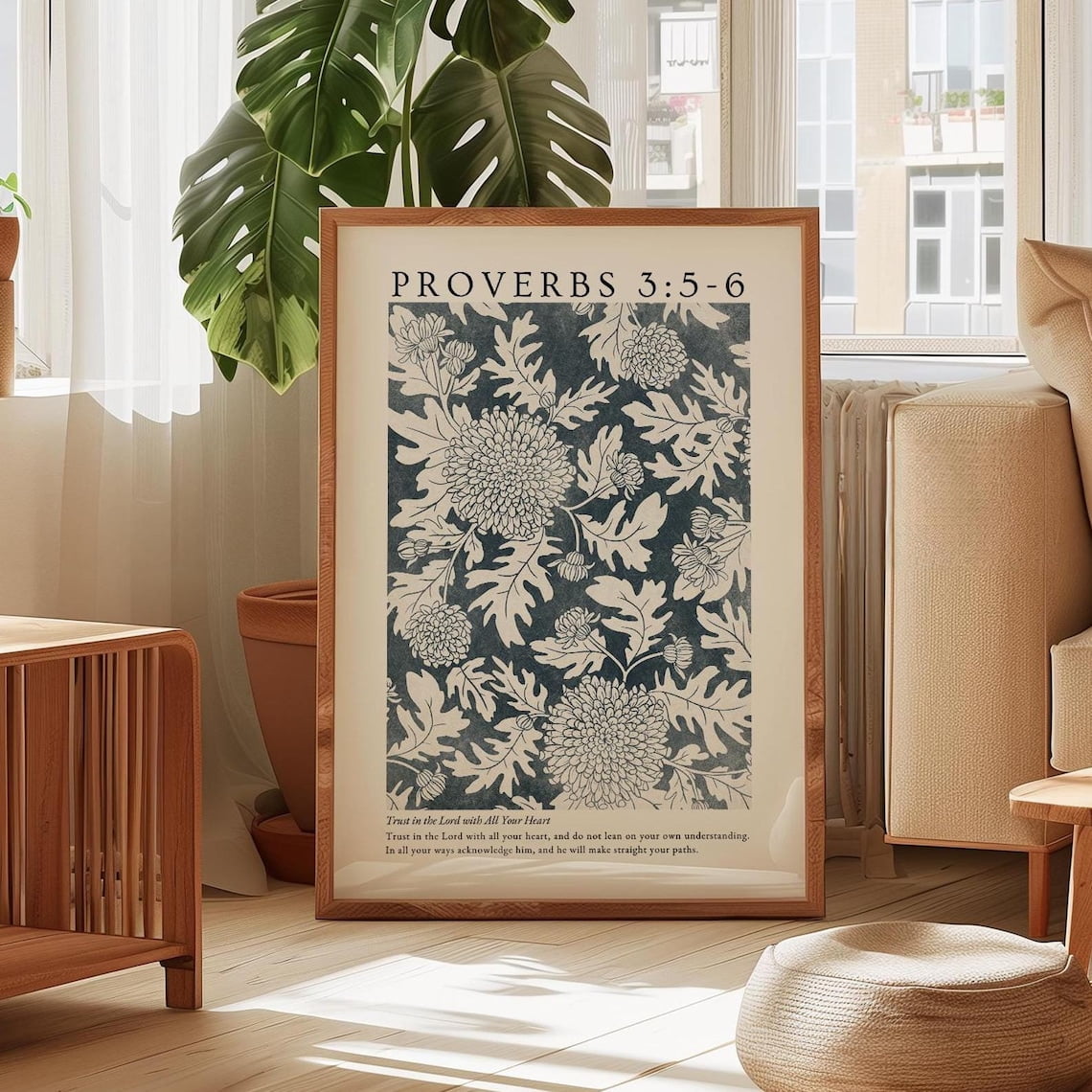 Modroom Colorful Christian Floral Wall Art Navy Blue Dandelion Print ...