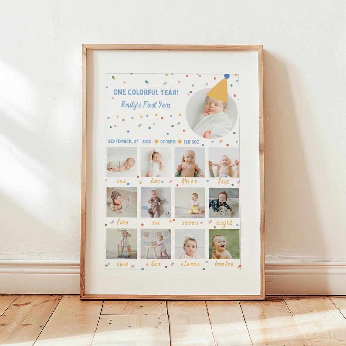 Modroom Colorful Confetti Gender Neutral First Year Milestone, Baby ...