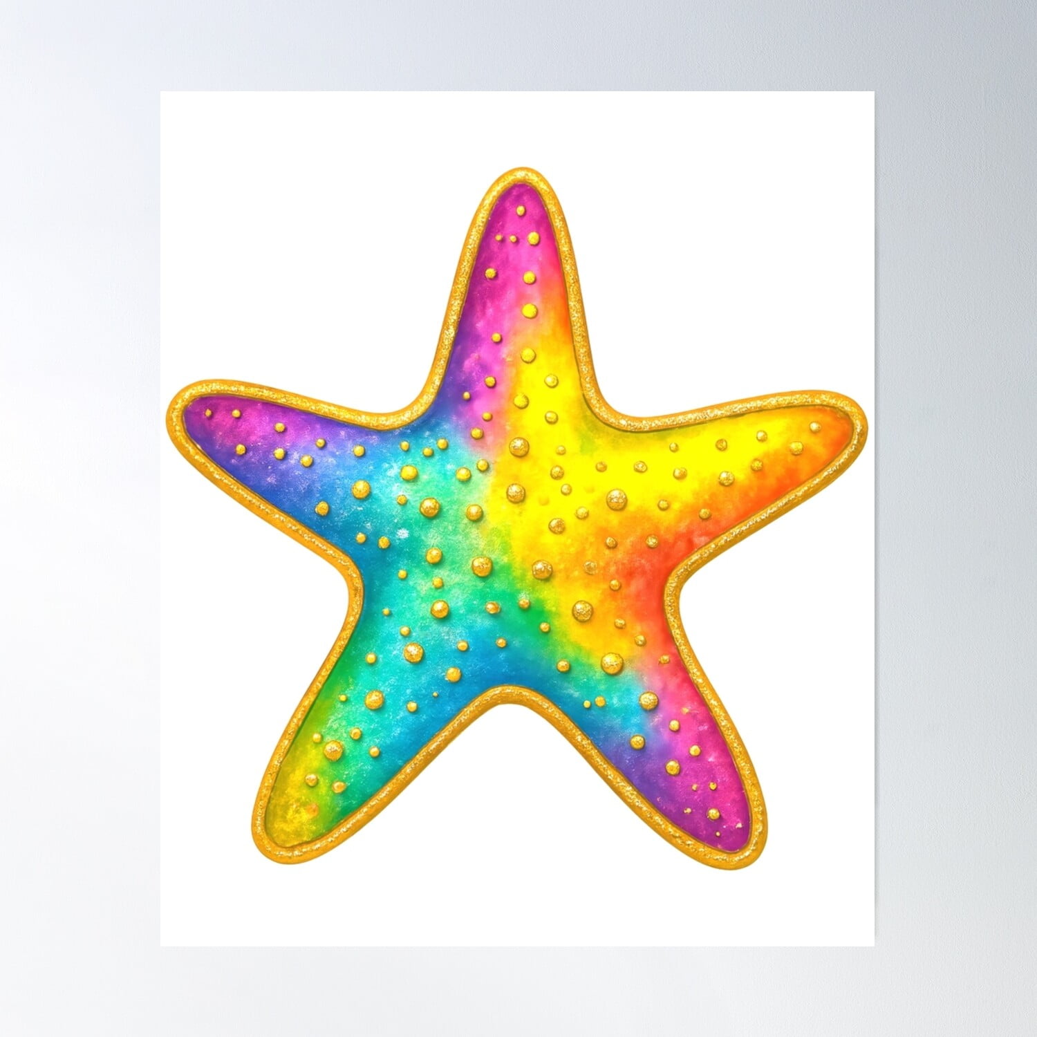 Modroom Colorful Rainbow Gradient Starfish Poster Wall Art, Modern Wall ...