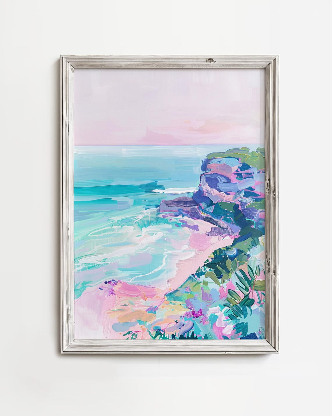 Modroom Colorful Seaside California Cliff, Pastel Ocean, Beach House ...