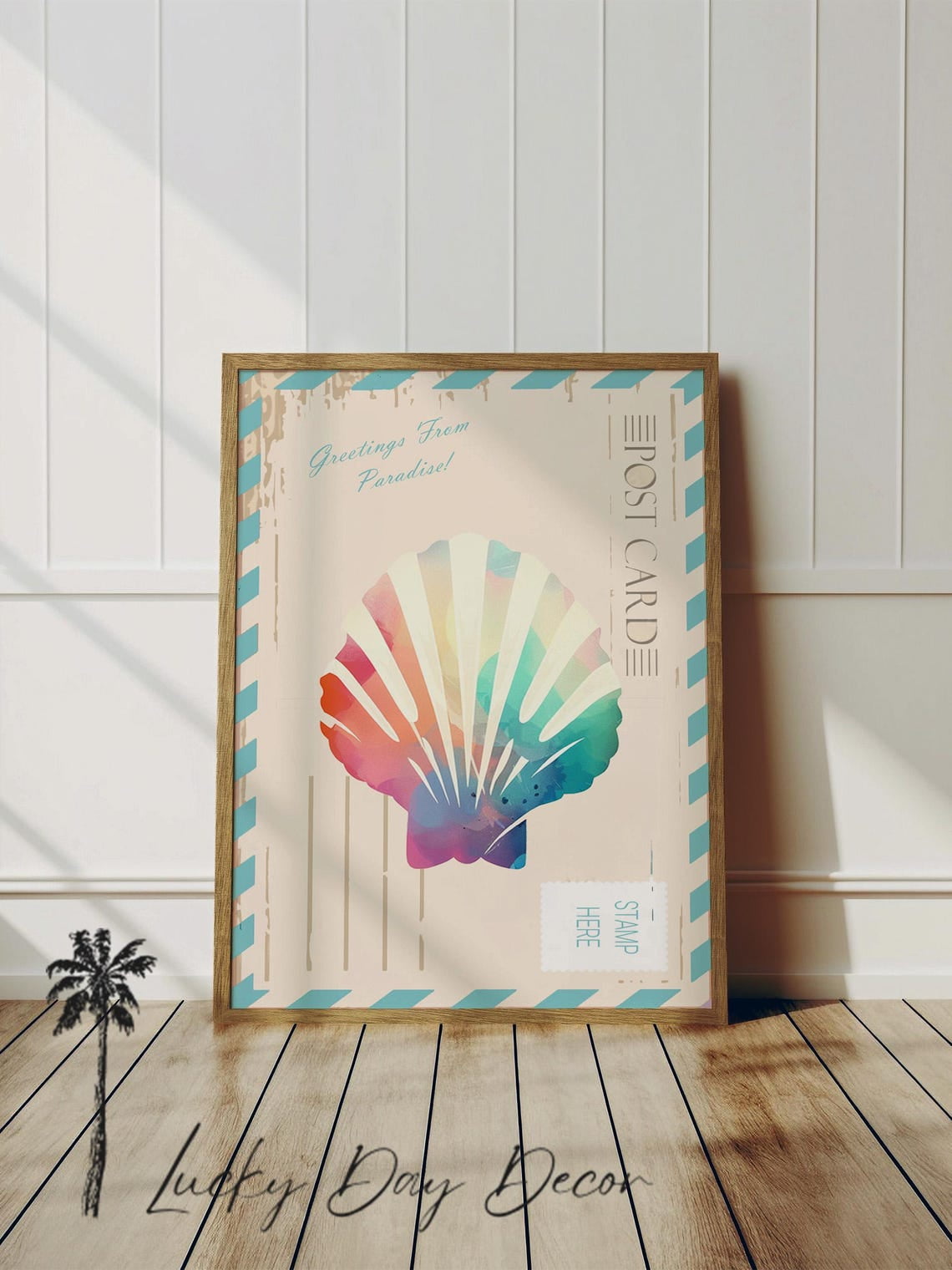 Modroom Colorful Shell, Vintage Coastal Poster, Sea Life Shell Poster ...