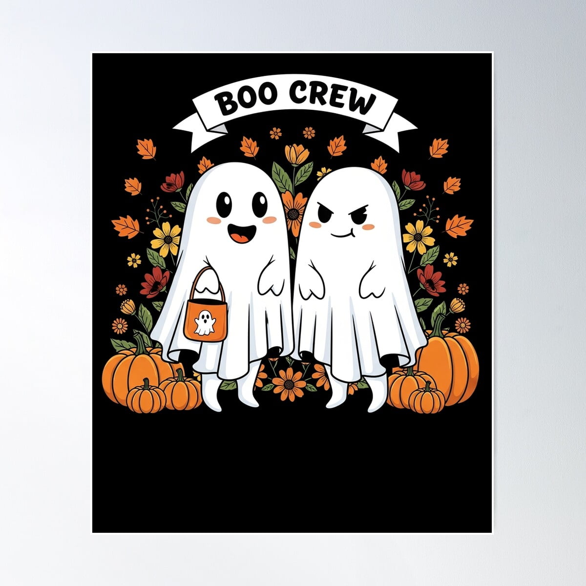 Modroom Costume Party Boo Crew Ghost And Pumpkin Poster, Modern Decor ...