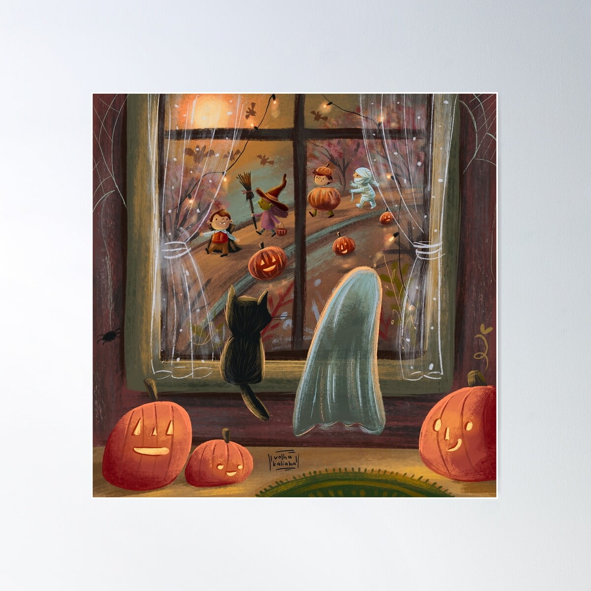 Modroom Costume Party Design With A Cat And A Ghost Looking Thought The ...