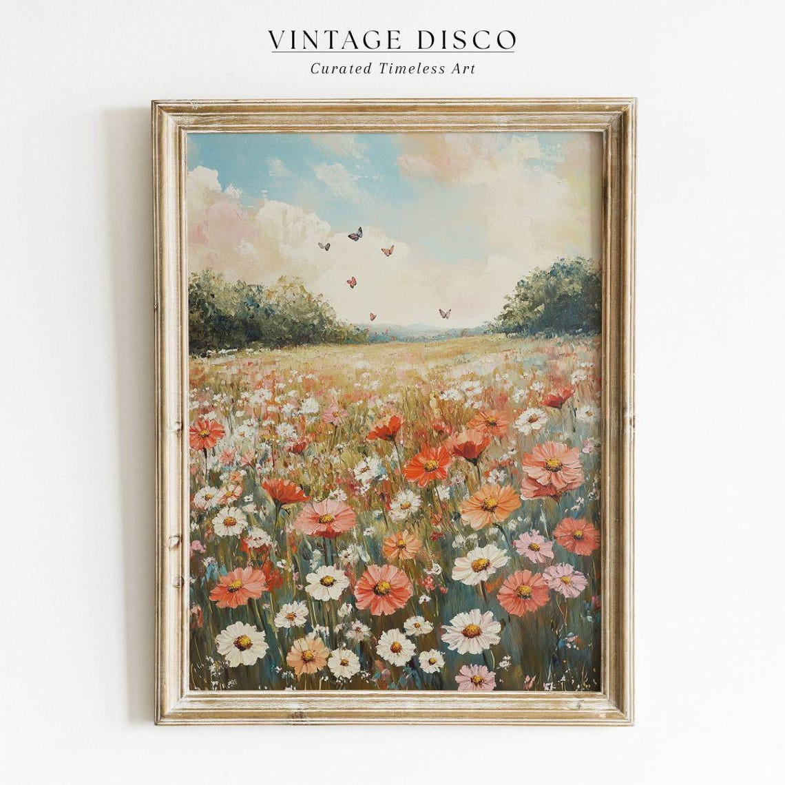 Modroom Cottagecore Wildflower Summer Landscape Print, Vintage Floral ...