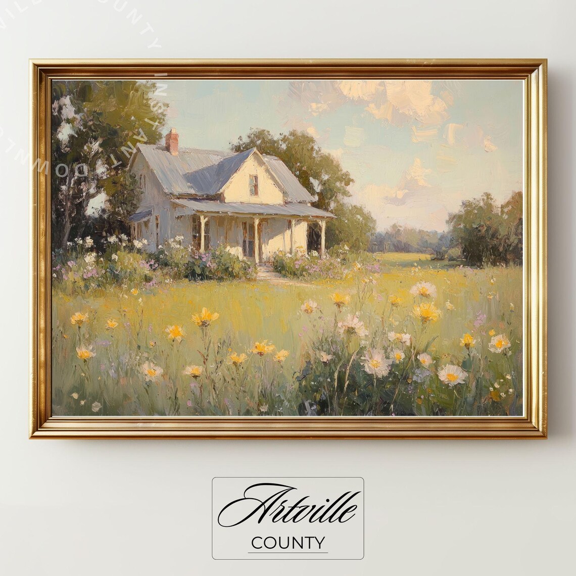 Modroom Country House Painting Wildflower Garden Print Vintage Spring ...