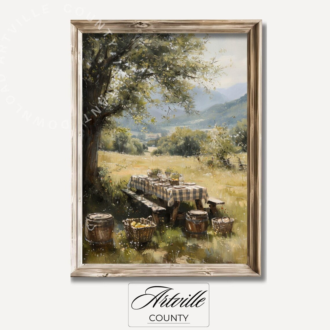 Modroom Countryside Picnic Art Landscape Painting Vintage Farmhouse ...