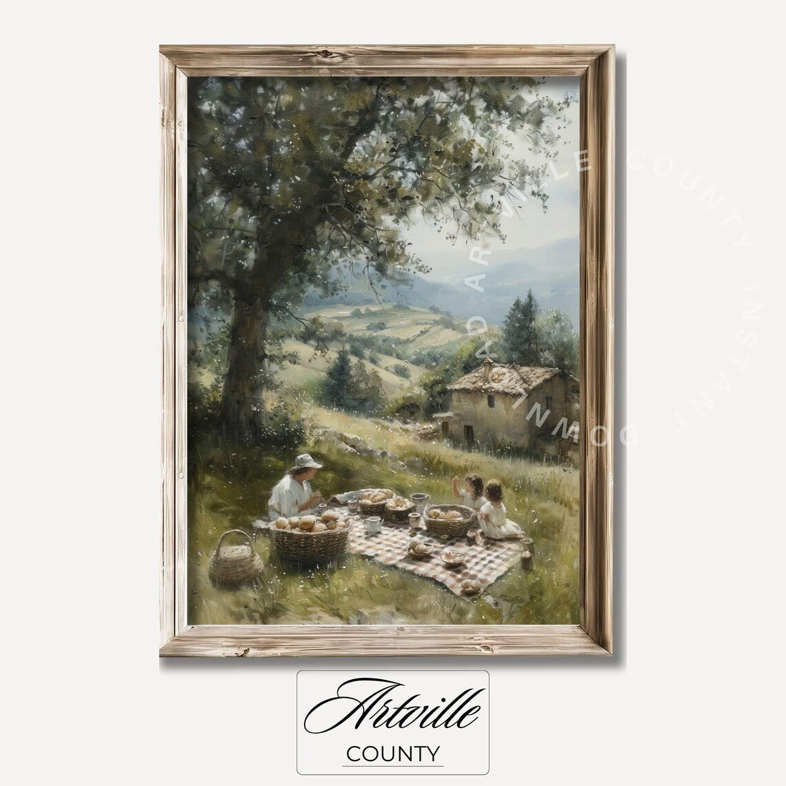 Modroom Countryside Picnic, Cottagecore Digital Art Print, Farmhouse ...