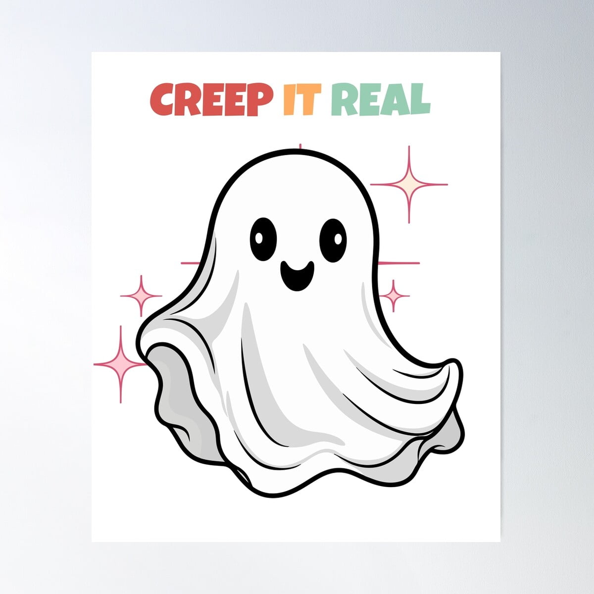 Modroom Creep It Real Costume Party T-Poster – Cute Ghost Spooky Season Poster Poster, Modern ...